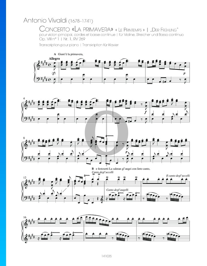 La Primavera – Spring, Op. 8, RV 269: 1. Allegro (Antonio Vivaldi ...