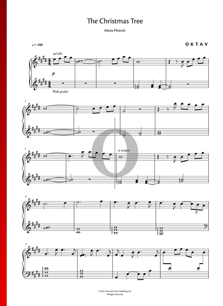 The Christmas Tree (Alexis Ffrench) Piano Sheet Music - OKTAV