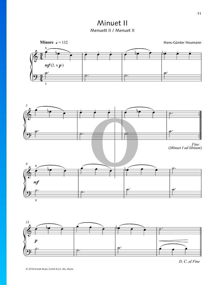 Minuet II (Hans-Günter Heumann) Piano Sheet Music - OKTAV