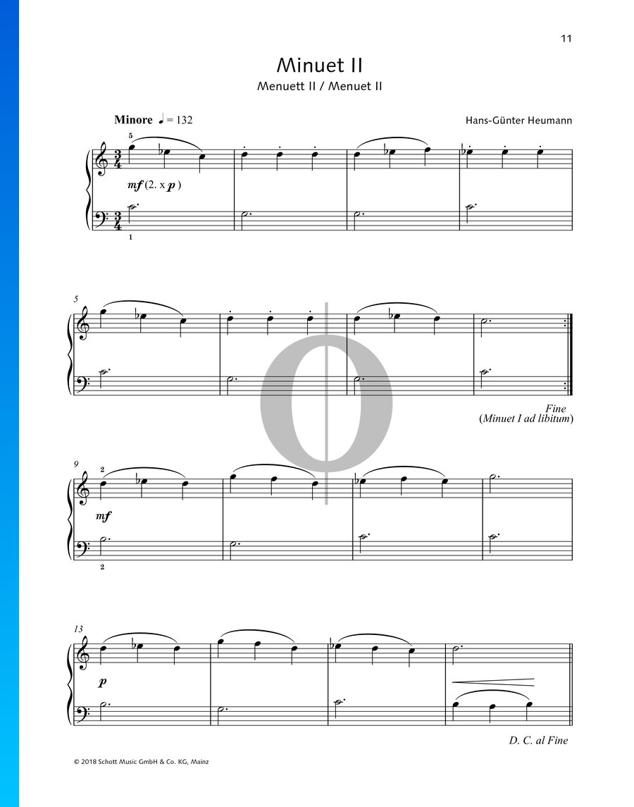 Minuet II (Hans-Günter Heumann) Piano Sheet Music - OKTAV