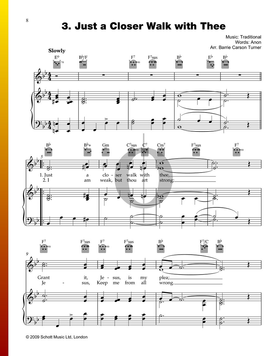 Just a Closer Walk With Thee (Anonymous) Piano Sheet Music - OKTAV
