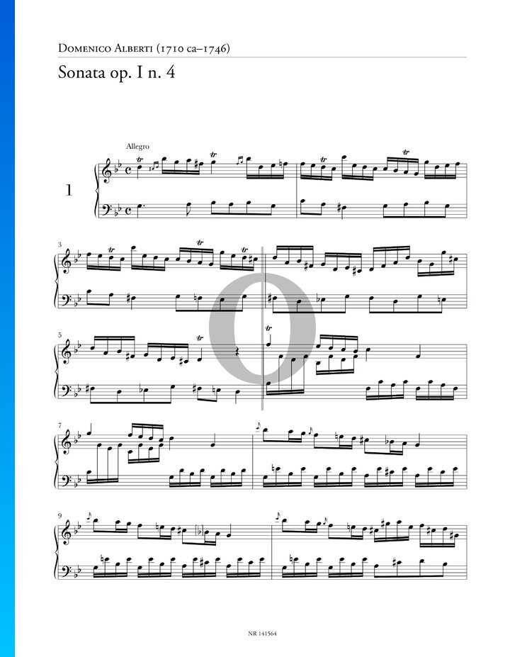 Sonata in G Minor, Op. 1 No. 4 (Domenico Alberti) Piano Sheet Music - OKTAV
