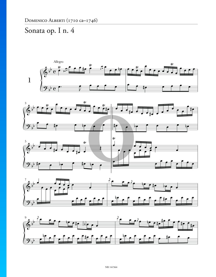 Sonate in g-Moll, Op. 1 Nr. 4 Klaviernoten (Domenico Alberti) - OKTAV