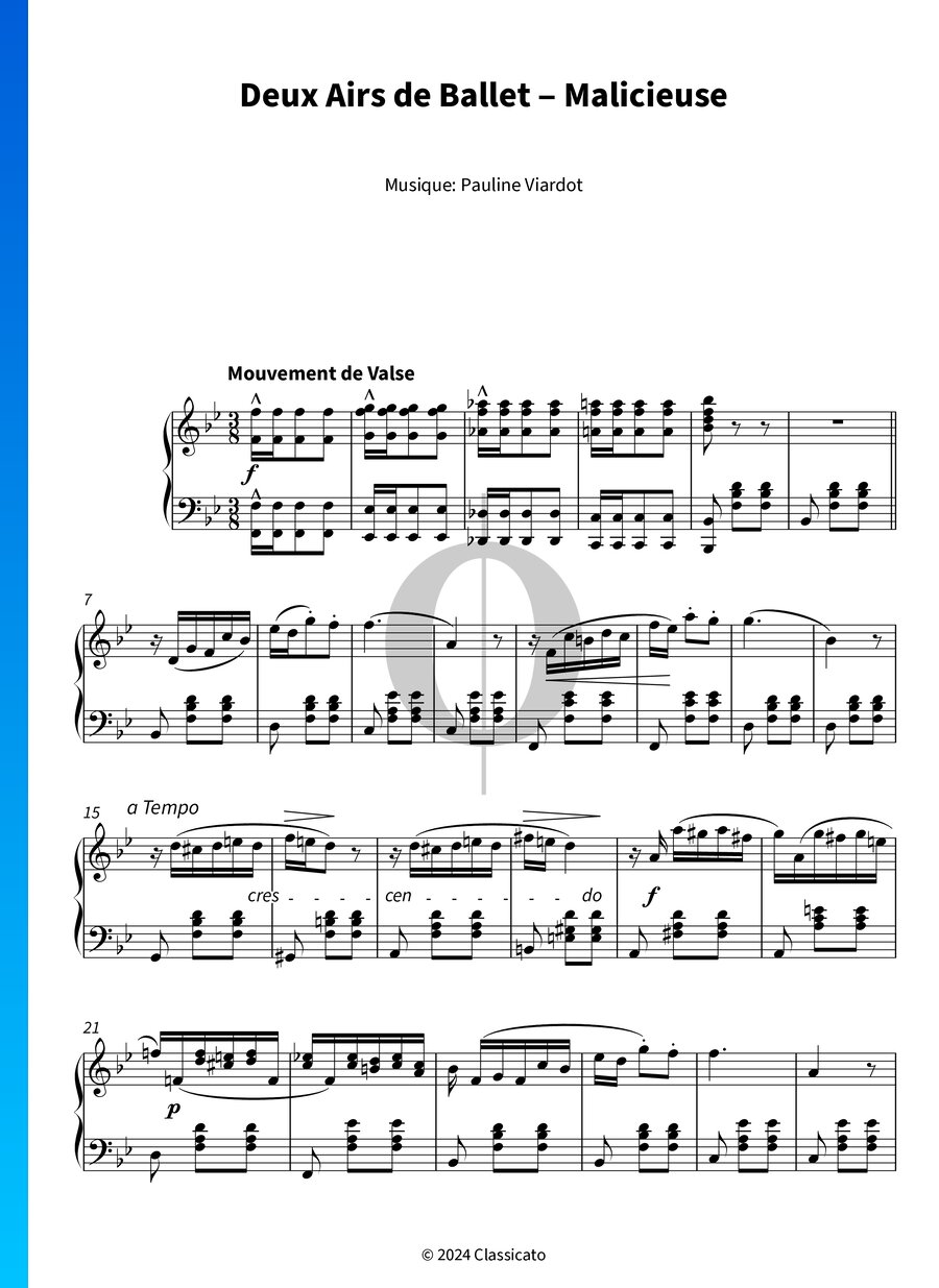 Deux Airs de Ballet ‒ Malicieuse (Pauline Viardot) Piano Sheet Music ...