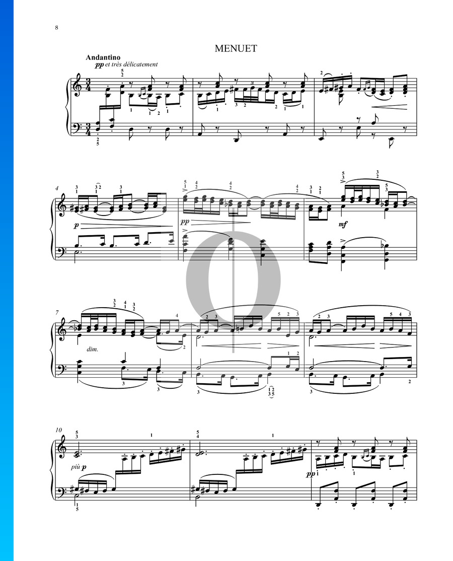 Suite bergamasque: 2. Menuet (Claude Debussy) Piano Sheet Music - OKTAV