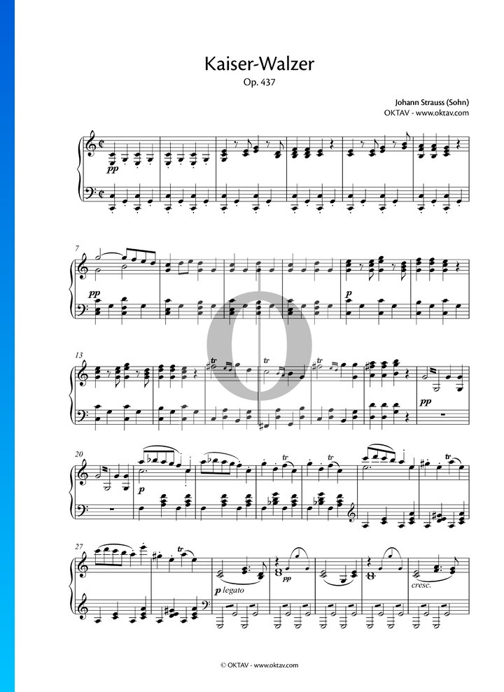 Vals del Emperador (Kaiserwalzer), Op. 437 » Johann Strauss (Sohn) - Partituras de piano - OKTAV