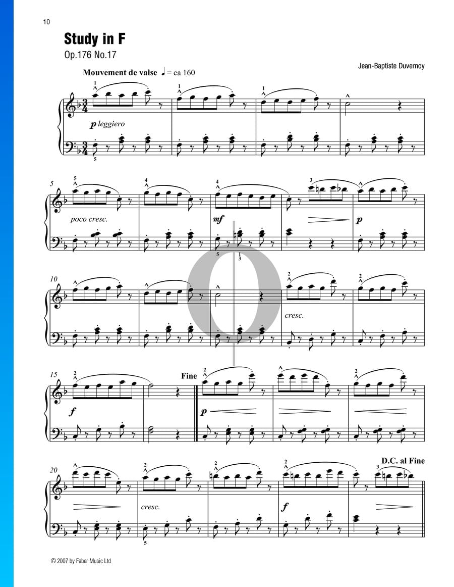 Study In F, Op. 176 No. 17 (Jean-Baptiste Duvernoy) Piano Sheet Music ...