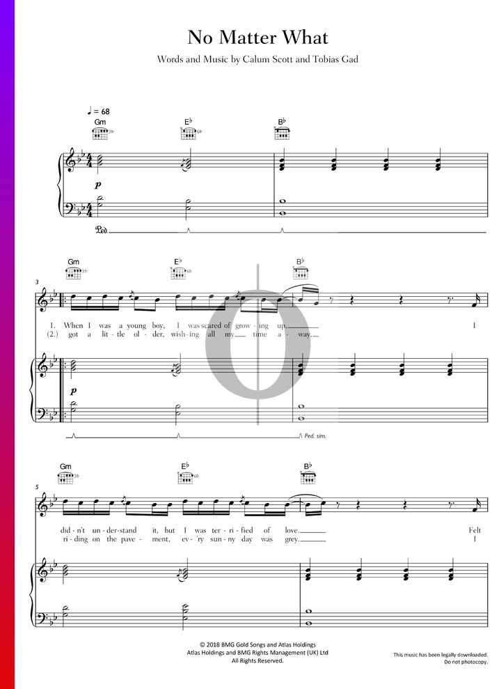 No Matter What (Calum Scott) Piano Sheet Music - OKTAV