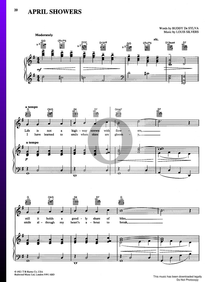 April Showers (Bing Crosby) Piano Sheet Music - OKTAV