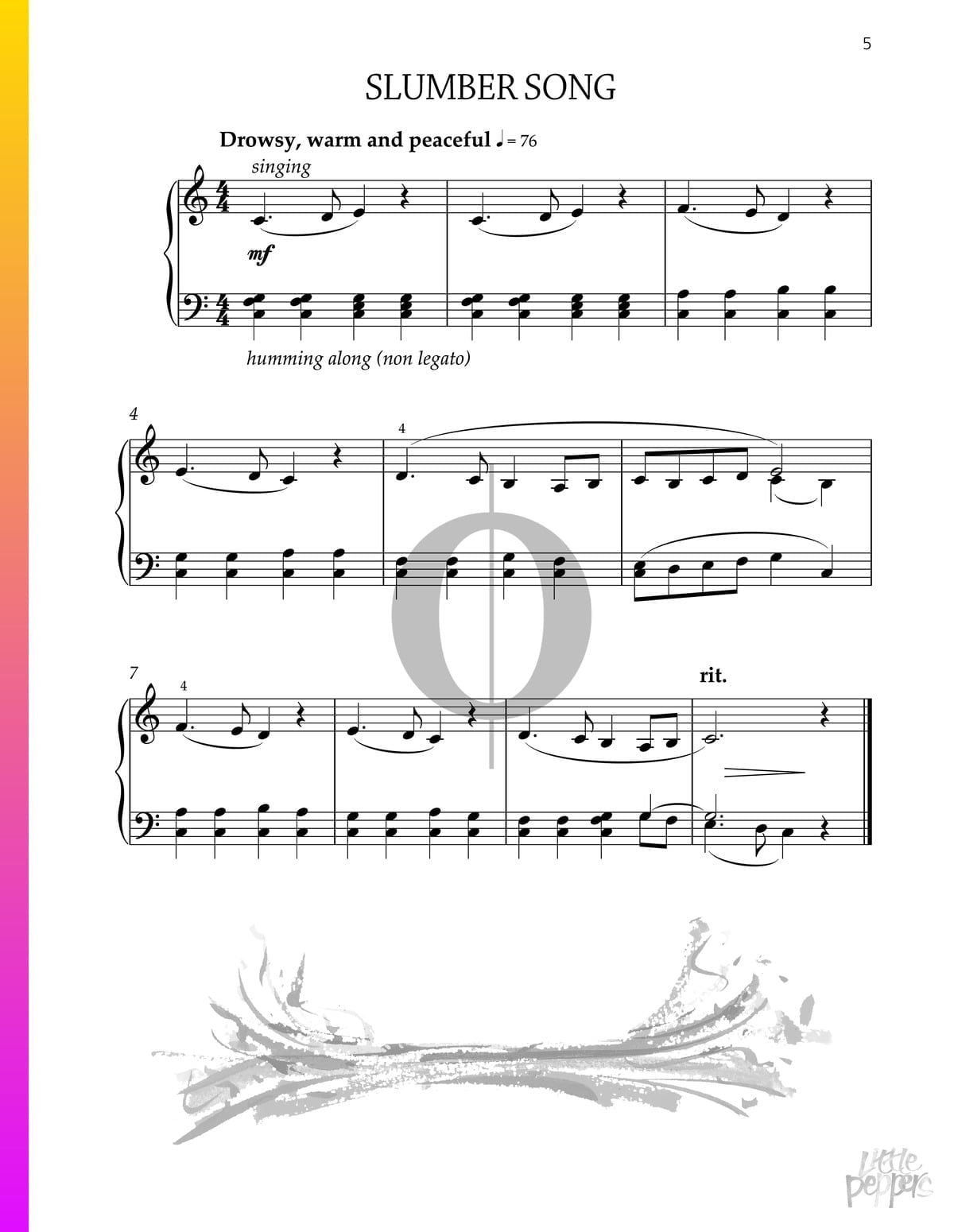 Slumber song (Elissa Milne) Piano Sheet Music - OKTAV