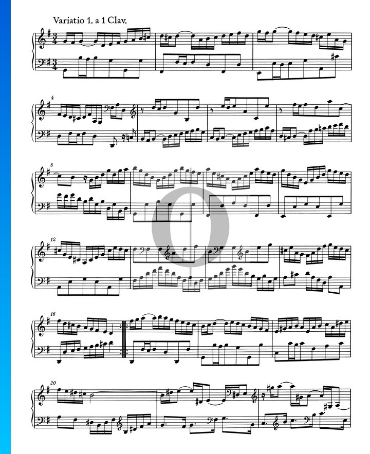 Variaciones Goldberg, BWV 988: Variación 1. a 1 clave » Johann ...