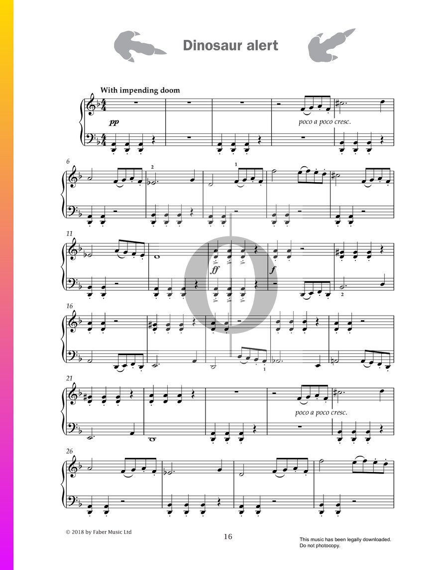 Dinosaur Alert (Paul Harris) Piano Sheet Music - OKTAV