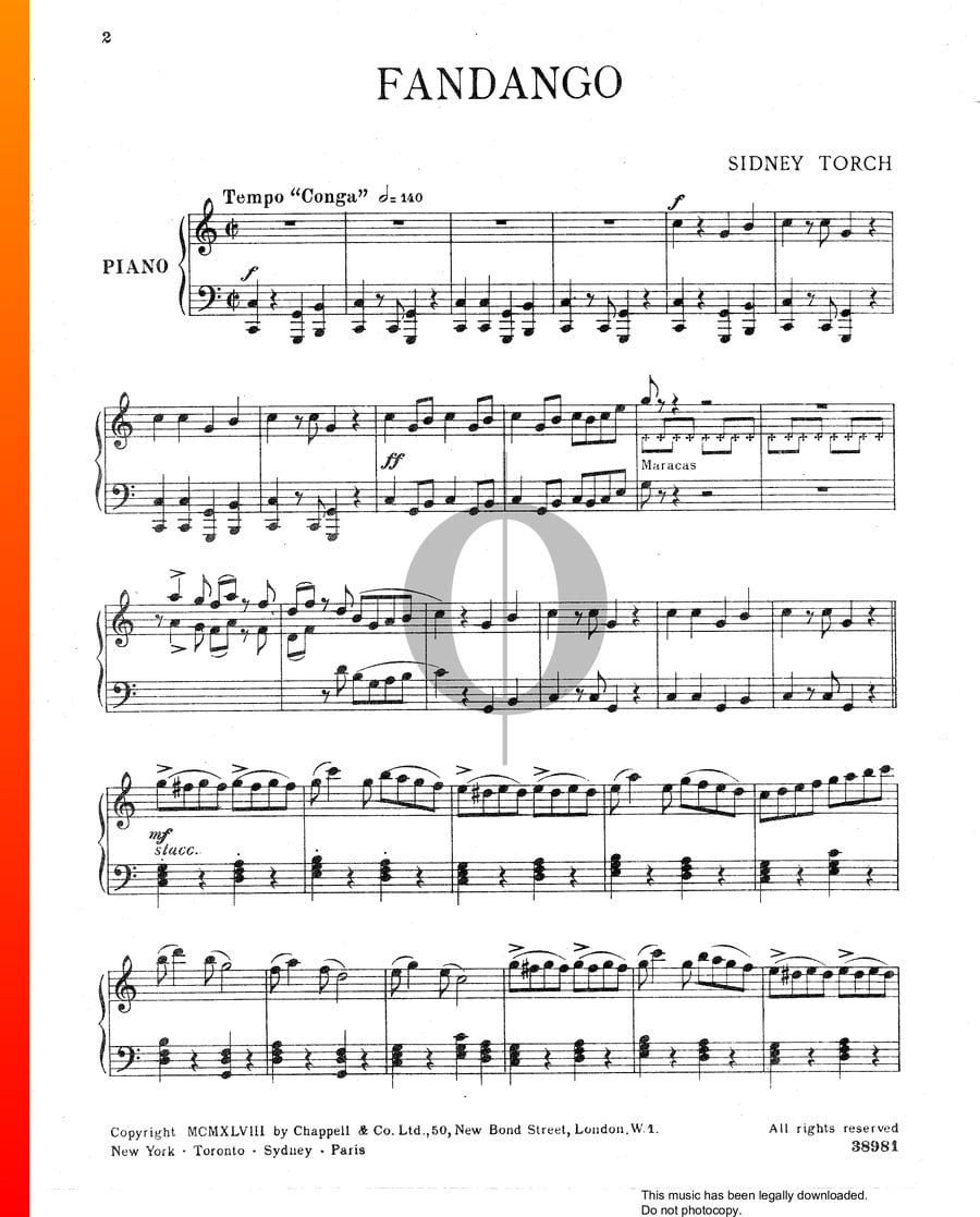 Fandango (Sidney Torch) Piano Sheet Music - OKTAV