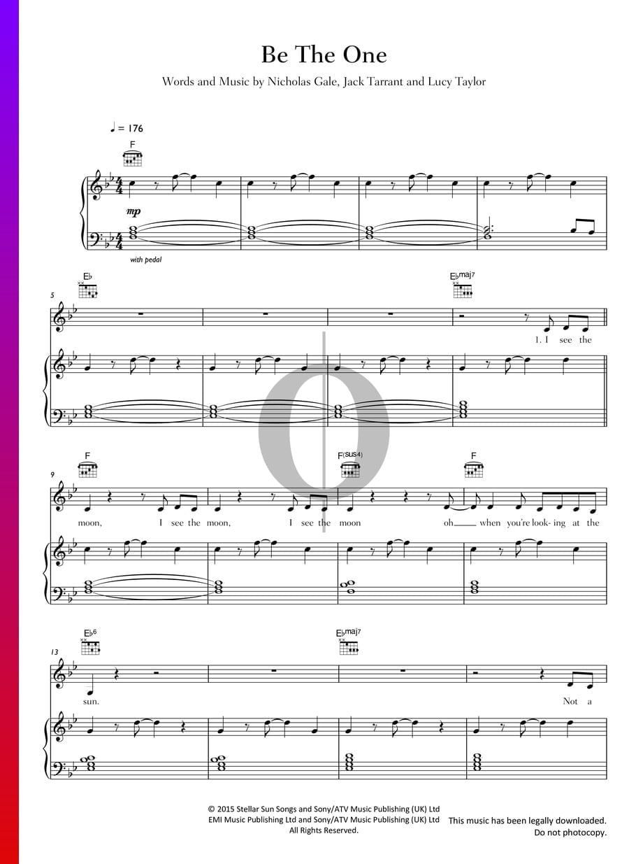 Be The One (Dua Lipa) Piano Sheet Music - OKTAV