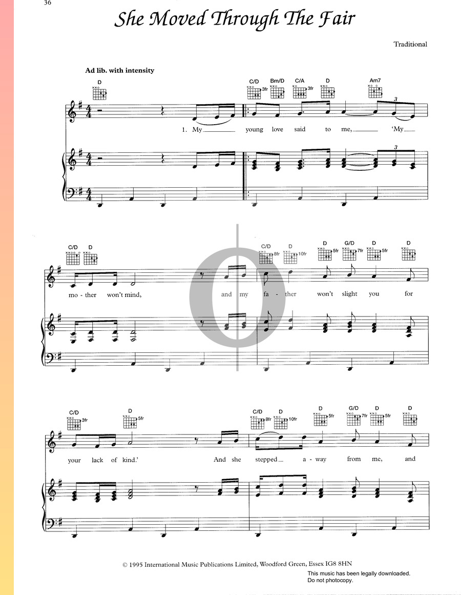 She Moved Through The Fair (Anonymous) Piano Sheet Music - OKTAV
