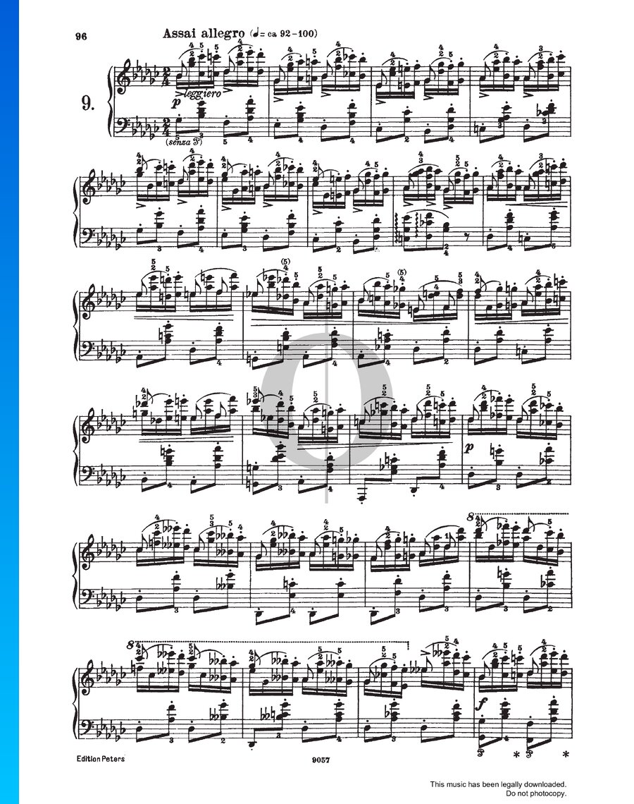 Étude in G-flat Major, Op. 25 No. 9 ("Butterfly Wings") (Frédéric Chopin) Piano Sheet Music - OKTAV