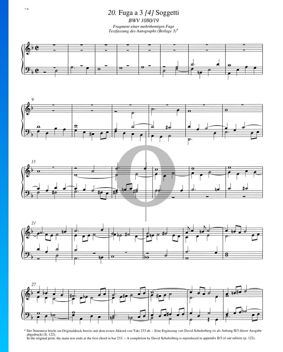 Fuga a 3 (4) Soggetti, BWV 1080/19 (Johann Sebastian Bach) Piano Sheet ...