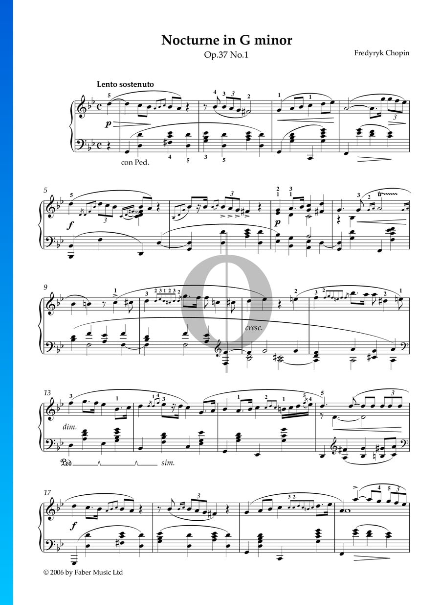 Nocturne in G Minor, Op. 37 No. 1 Sheet Music (Piano Solo) - OKTAV