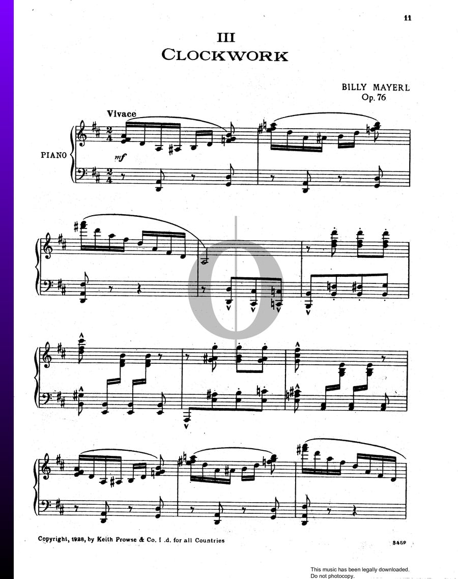 Three Miniatures In Syncopation, Op. 76: No. 3 Clockwork (Billy Mayerl ...