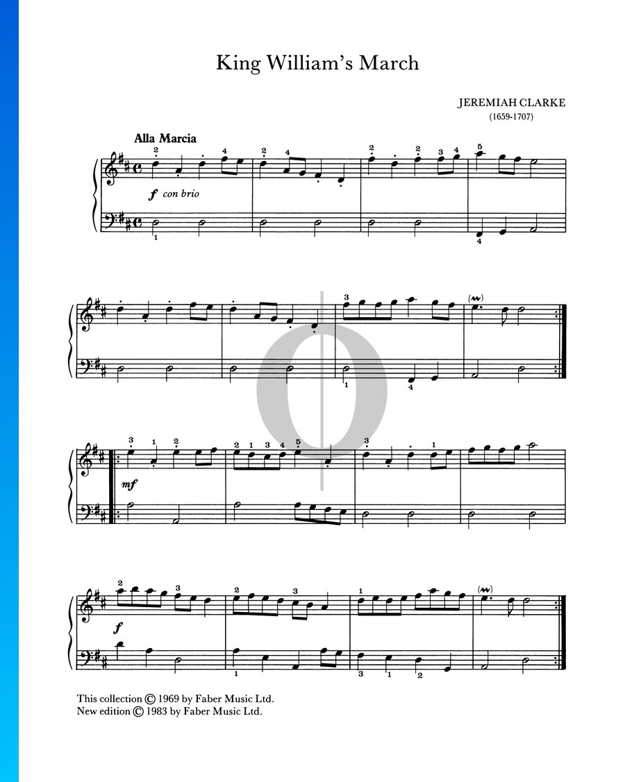 King William's March (Jeremiah Clarke) Piano Sheet Music - OKTAV