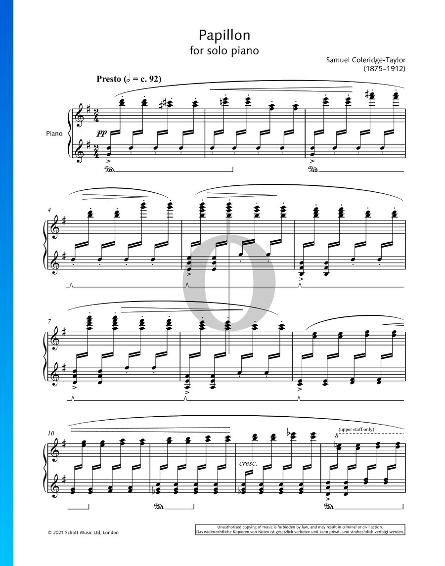 Papillon (Samuel Coleridge-Taylor) Piano Sheet Music - OKTAV