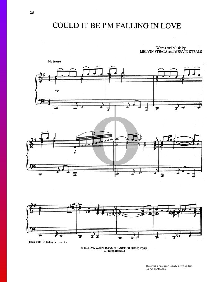 Could It Be I'm Falling In Love (The Spinners) Piano Sheet Music - OKTAV