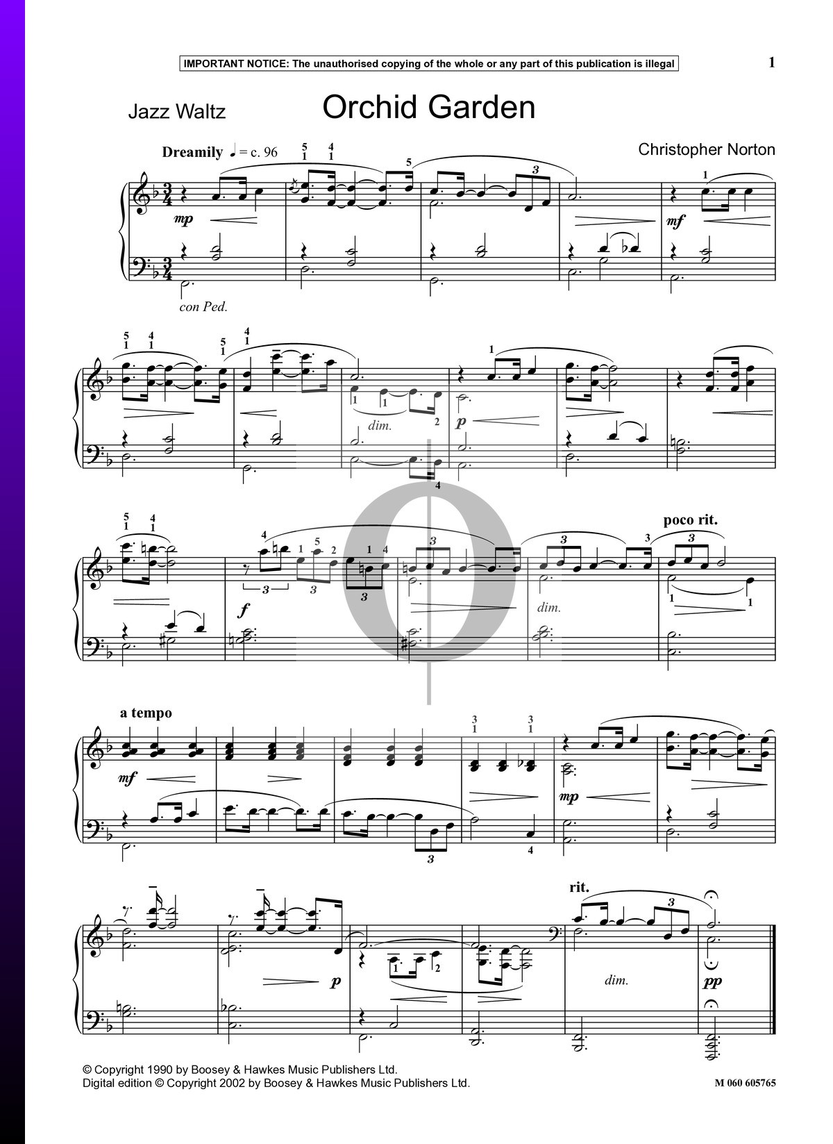 Orchid Garden (Christopher Norton) Piano Sheet Music - OKTAV