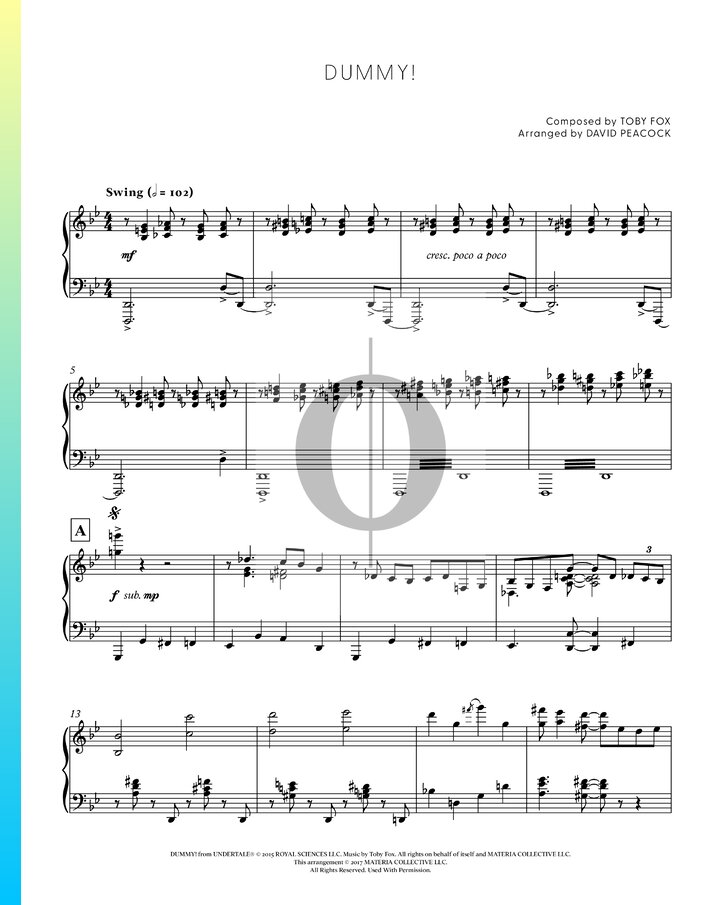Dummy! (Toby Fox) Piano Sheet Music - OKTAV