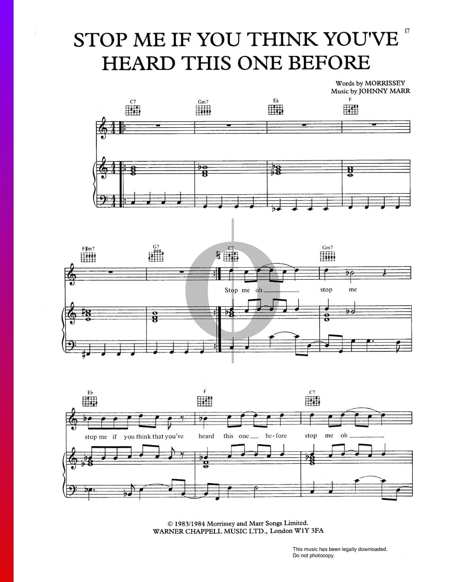 Stop Me If You Think You've Heard This One Before (The Smiths) Piano Sheet Music - OKTAV