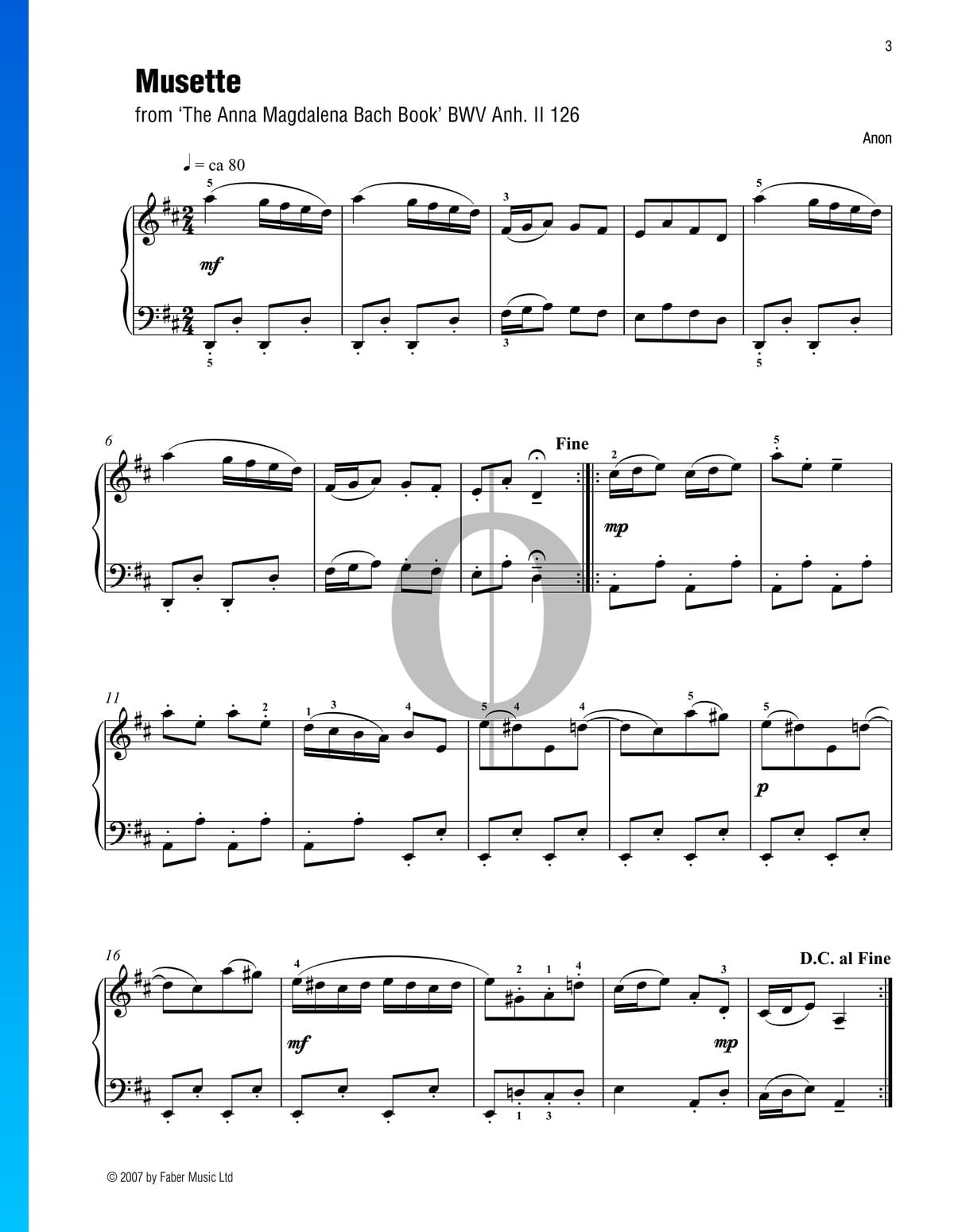 Musette D Major, BWV Anh. 126 (Johann Sebastian Bach) Piano Sheet Music ...