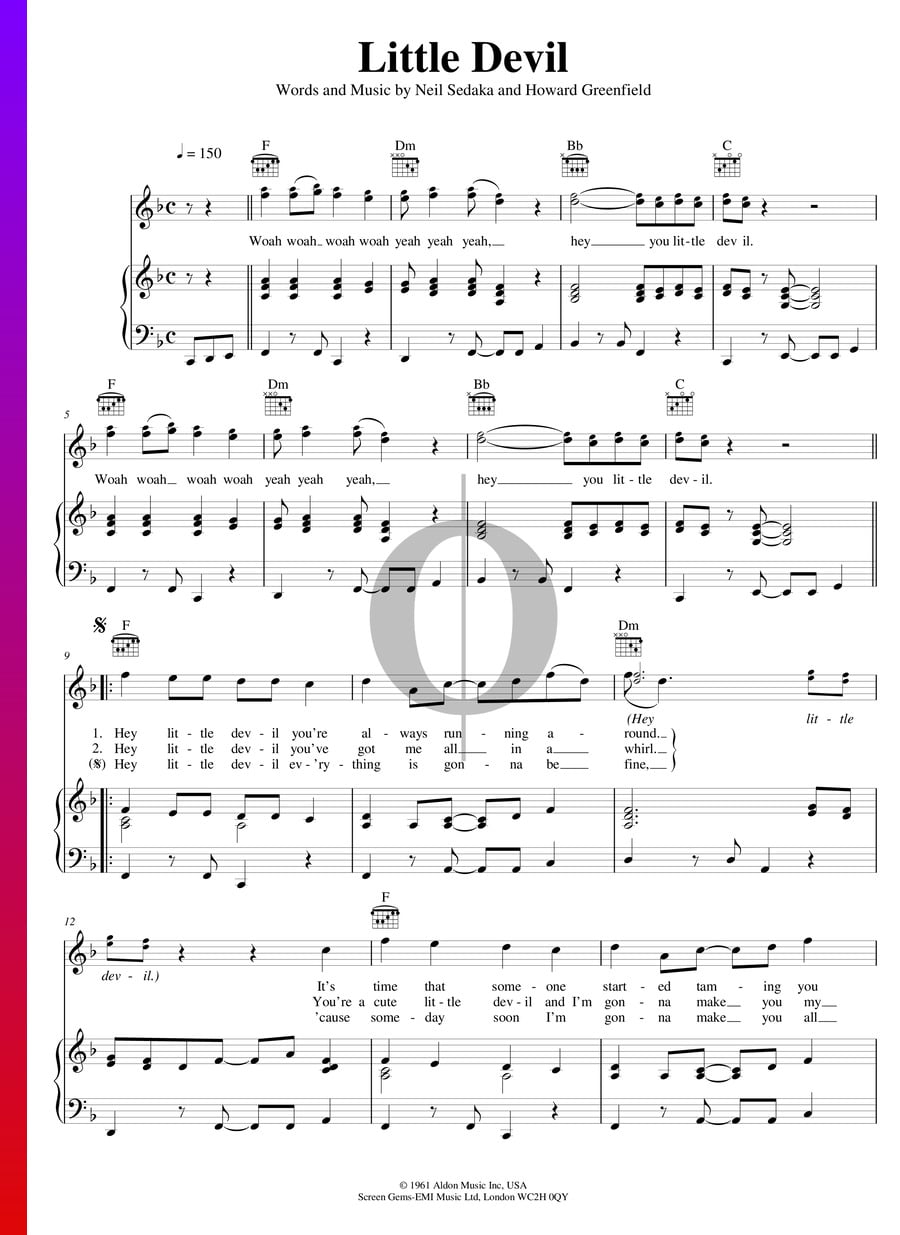 Little Devil (Neil Sedaka) Piano Sheet Music - OKTAV
