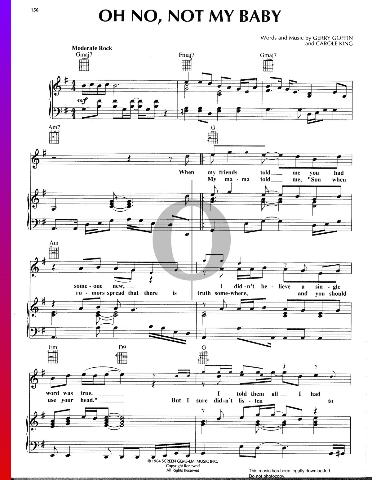 Oh No Not My Baby Di Rod Stewart Spartiti Per Pianoforte OKTAV