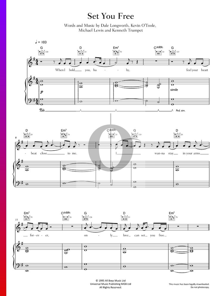 Set You Free (Sam Ryder) Piano Sheet Music - OKTAV