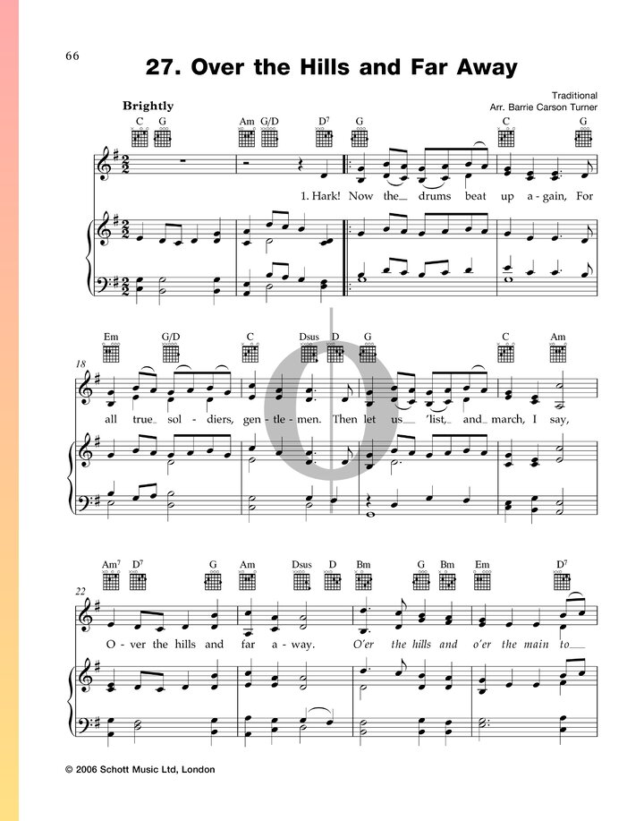 Over the Hills and Far Away (Anonymous) Piano Sheet Music - OKTAV