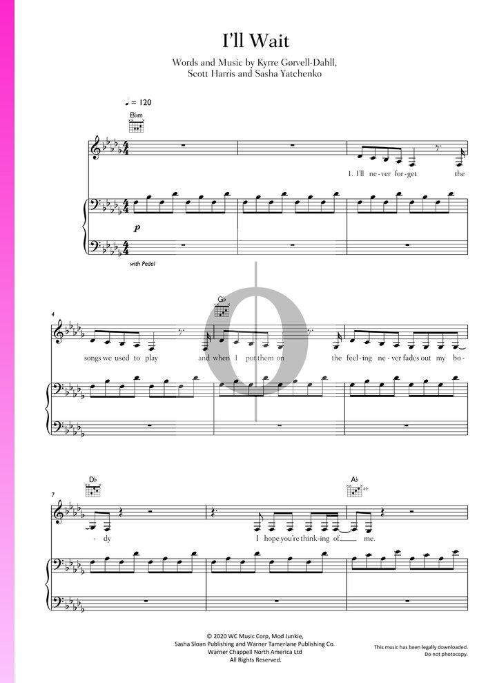 I'll Wait (Kygo, Sasha Sloan) Piano Sheet Music - OKTAV
