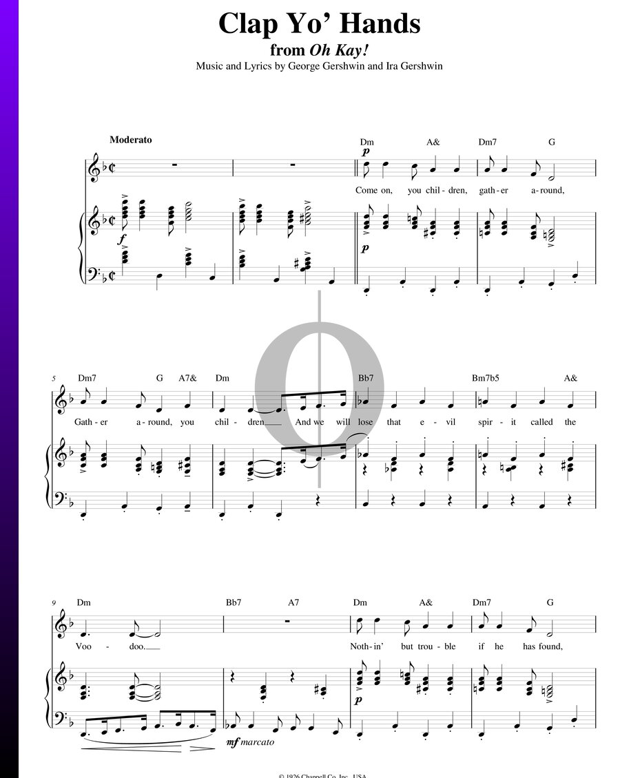 Clap Yo’ Hands (George Gershwin) Piano Sheet Music - OKTAV