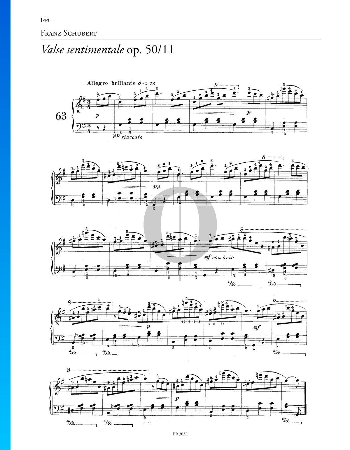 Sentimental Waltz, Op. 50 No. 11 (Franz Schubert) Piano Sheet Music - OKTAV