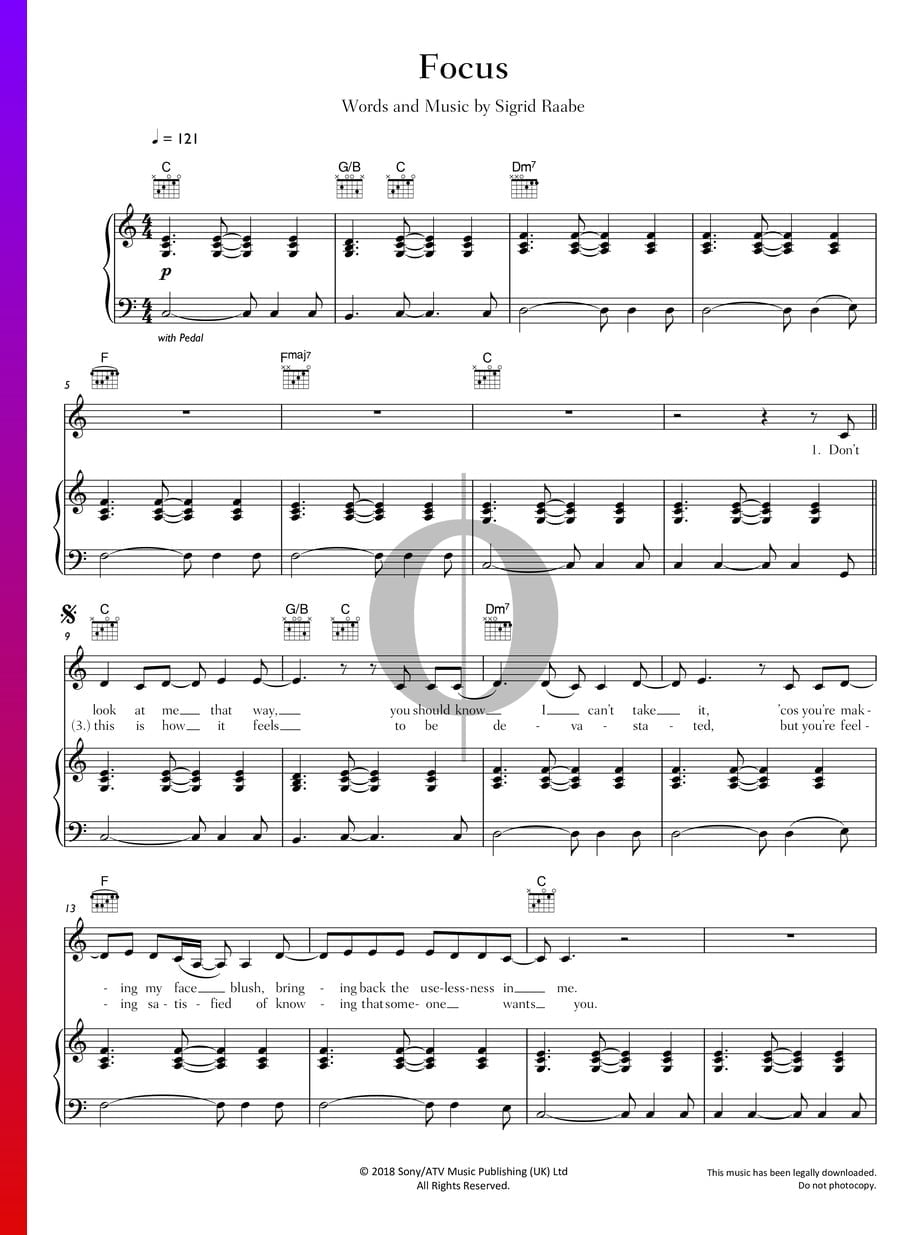 Focus (Sigrid) Piano Sheet Music - OKTAV