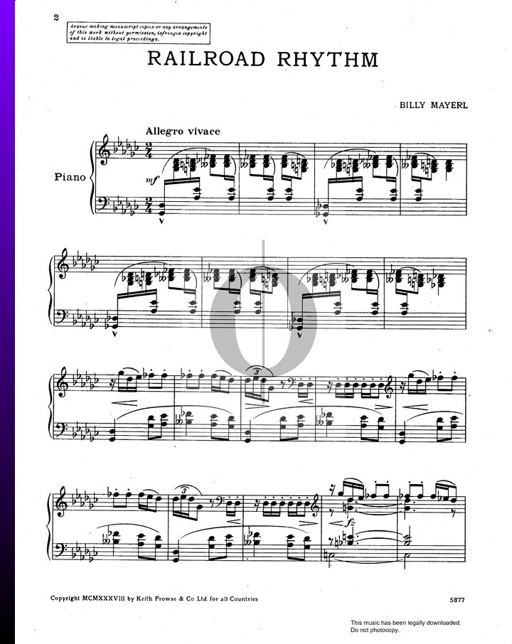 Railroad Rhythm (Billy Mayerl) Piano Sheet Music - OKTAV