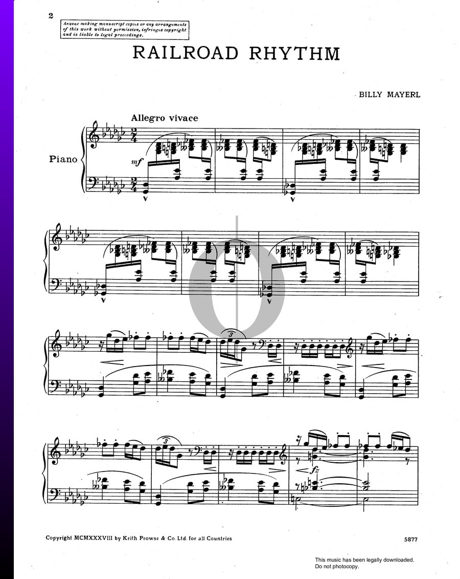 Railroad Rhythm (Billy Mayerl) Piano Sheet Music - OKTAV