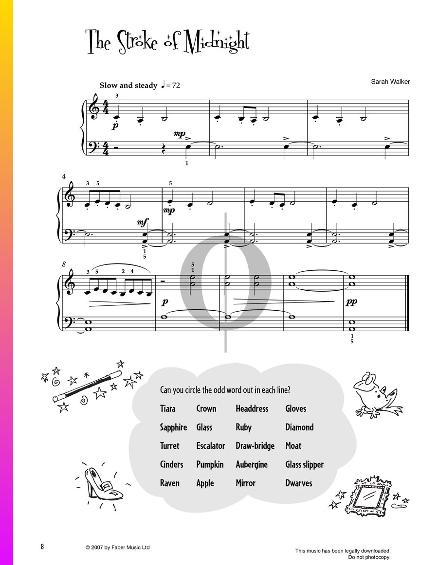 The Stroke Of Midnight (Sarah Walker) Piano Sheet Music - OKTAV