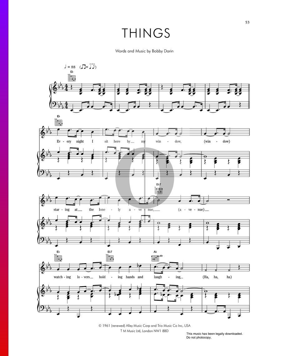 Things (Bobby Darin) Piano Sheet Music - OKTAV