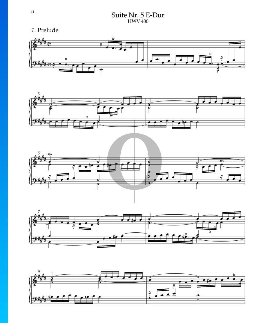 Suite n.º 5 en mi mayor, HWV 430: 1. Preludio Partitura » Georg ...