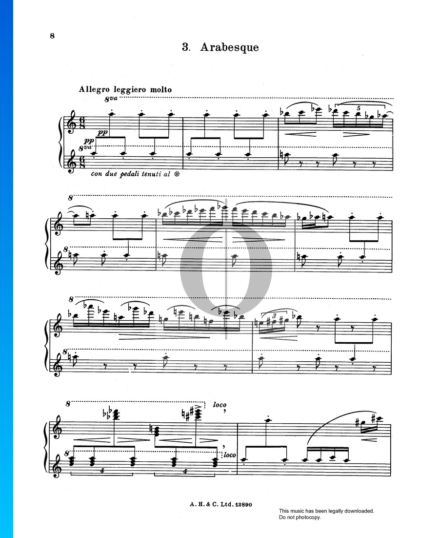 Dance Suite: 3. Arabesque (John Ogdon) Piano Sheet Music - OKTAV