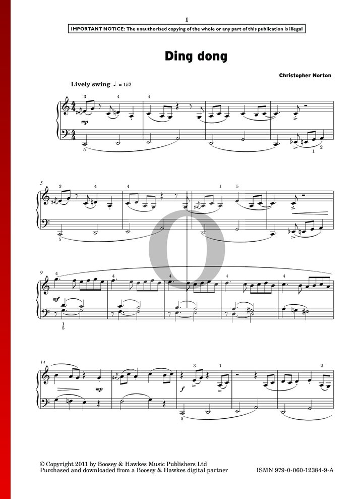 Ding Dong (Christopher Norton) Piano Sheet Music - OKTAV