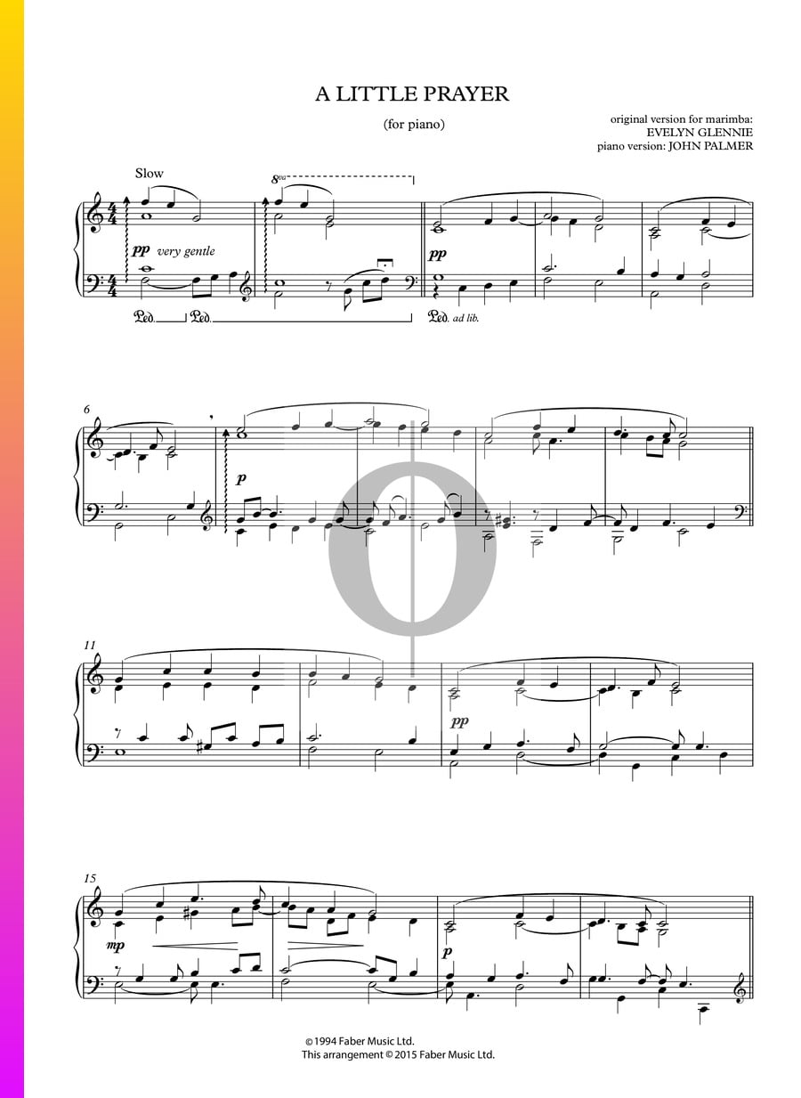 A Little Prayer Klaviernoten (Evelyn Glennie) - OKTAV