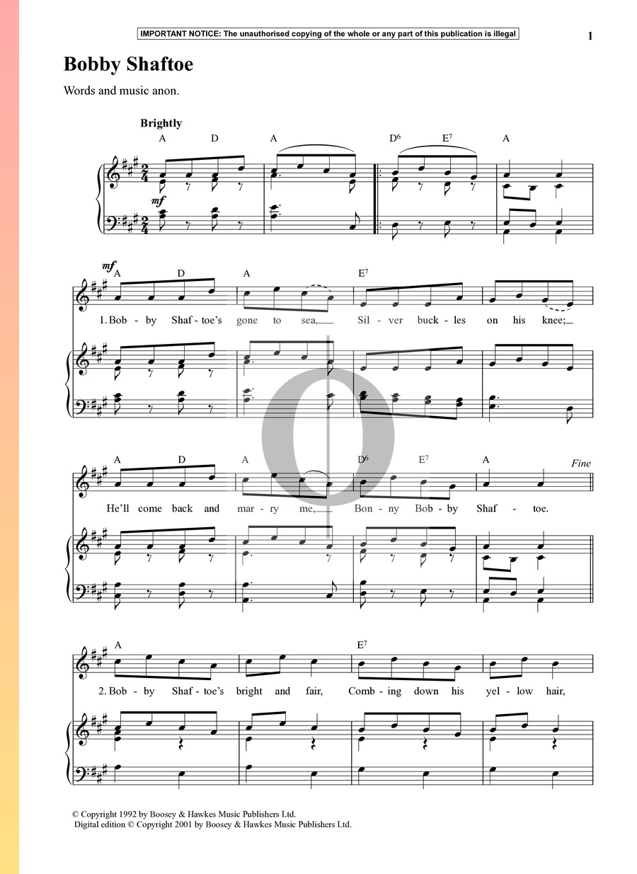 Bobby Shaftoe Sheet Music (Piano, Voice) | PDF Download - OKTAV