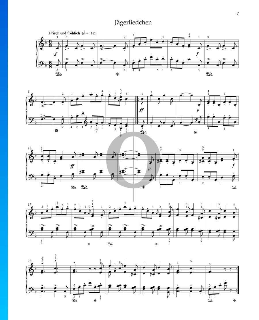Hunting Song, Op. 68 No. 7 (Robert Schumann) Piano Sheet Music - OKTAV