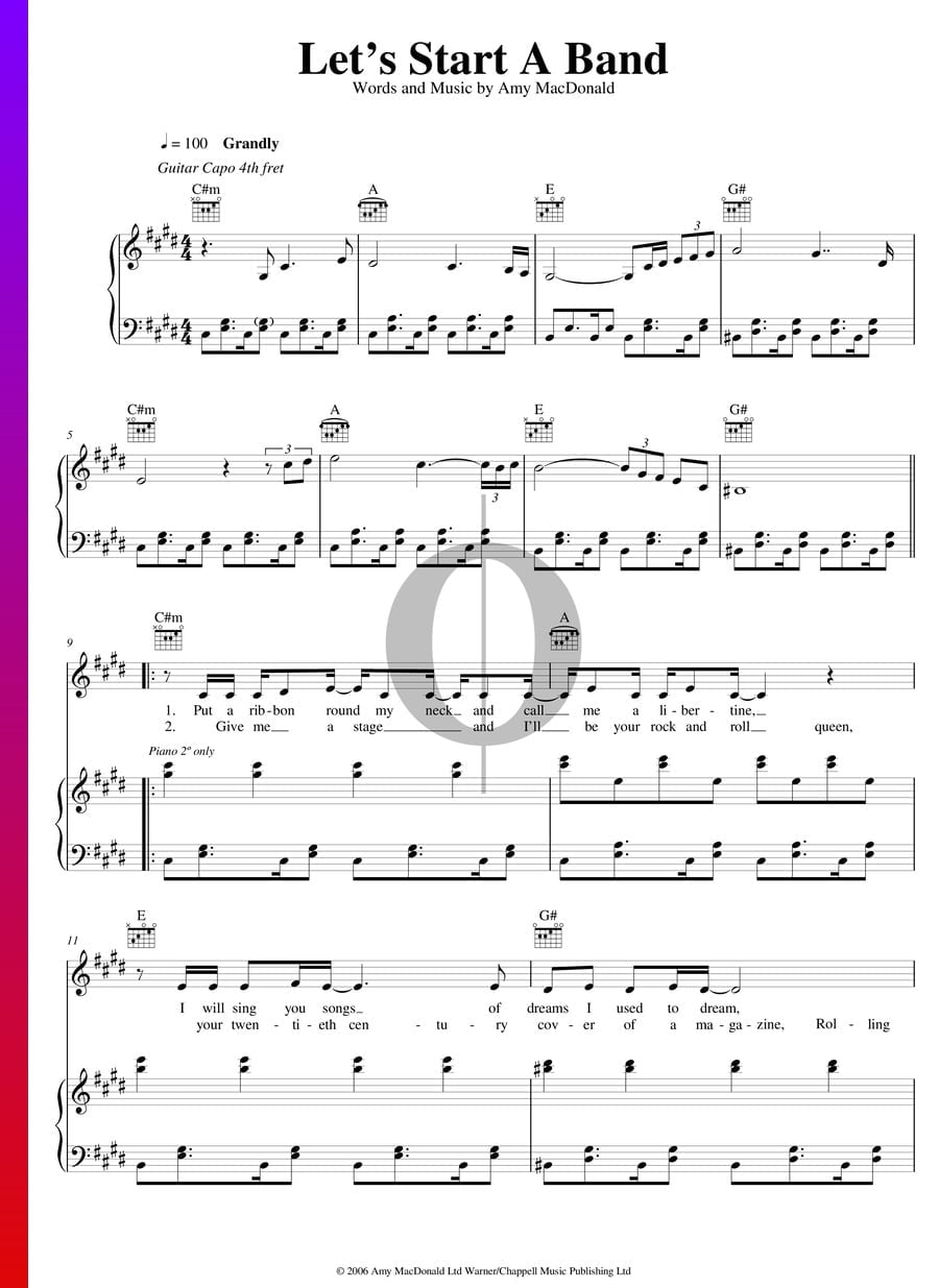 Let's Start A Band (Amy MacDonald) Piano Sheet Music - OKTAV