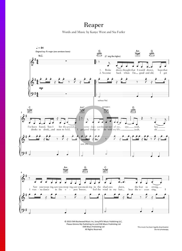 Reaper (Sia) Piano Sheet Music - OKTAV